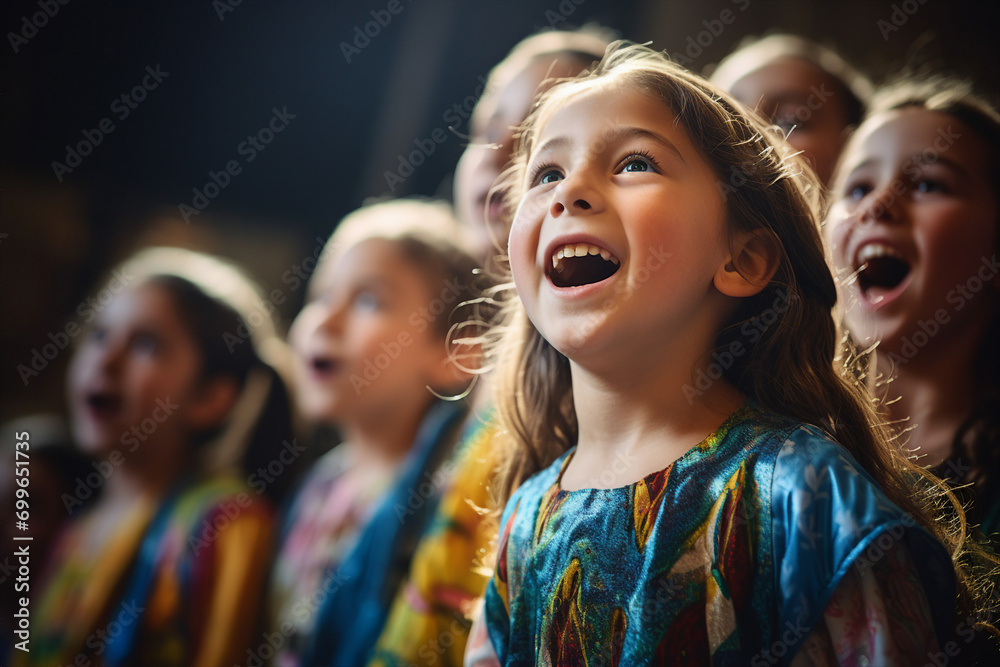 Generative AI technology picture kids on stage concept ready for ...