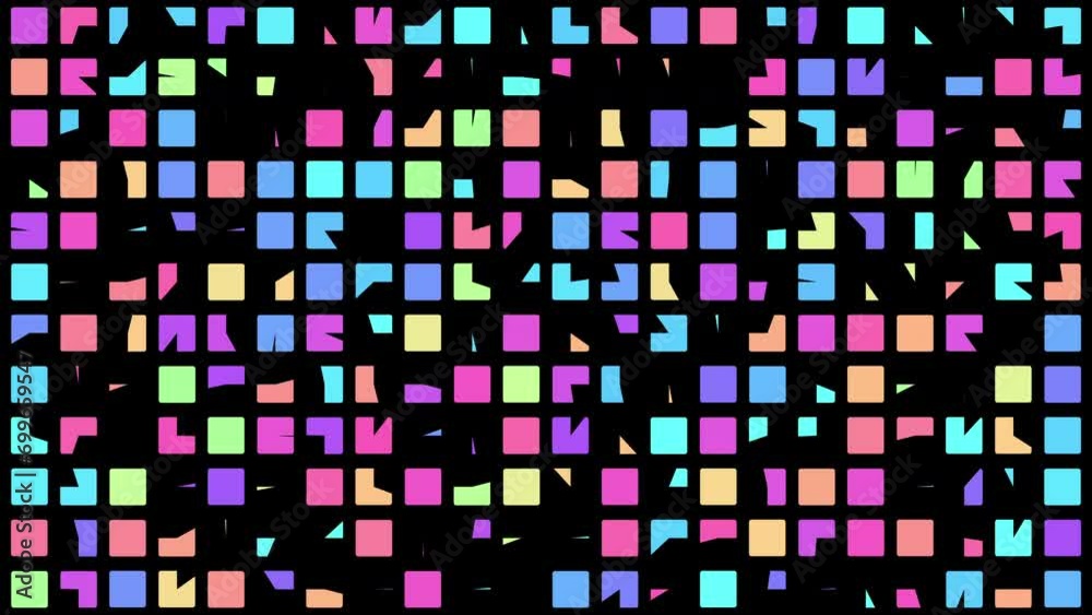 2D animation of random colorize square shapes transitions pattern on ...