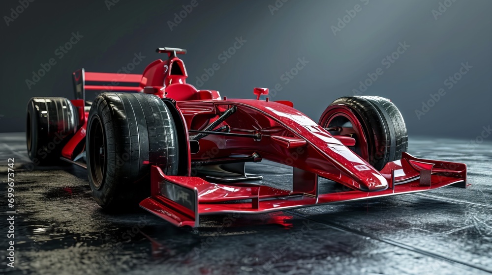 Red racing car for racing competition. An elegant and aerodynamic ...