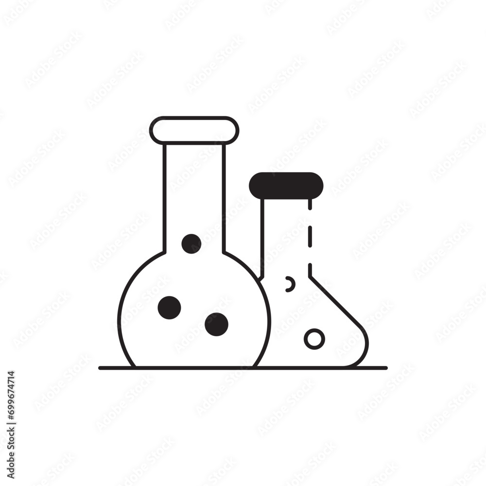 Chemical flask, laboratory equipment, science symbol, research tool ...