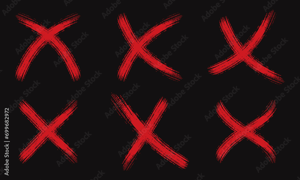 Collection of different red cross marks grunge style. Red x sign Stock ...