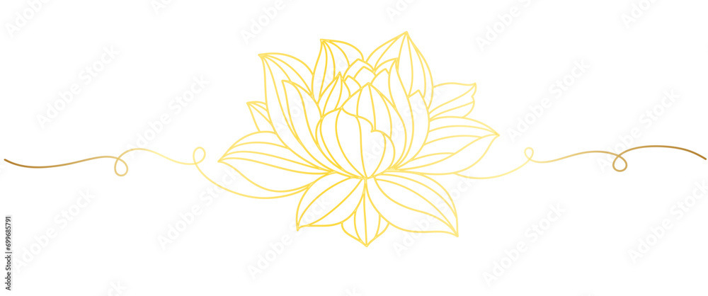 Golden lotus line art vector illustration, vesak day element design ...
