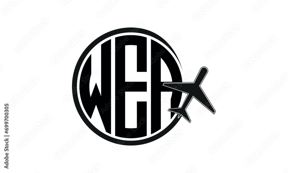WEA three initial letter circle tour & travel agency logo design vector ...
