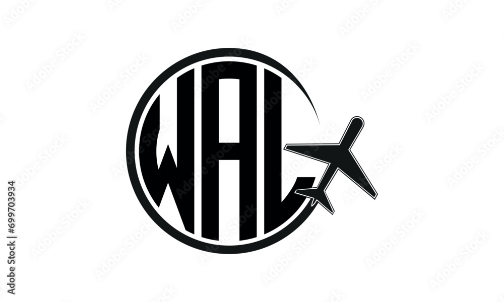WAL three initial letter circle tour & travel agency logo design vector ...