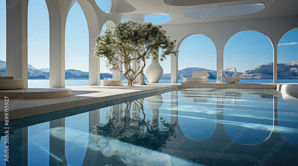 3D render, Modern Interior and pool villa Concept: Embracing the ...