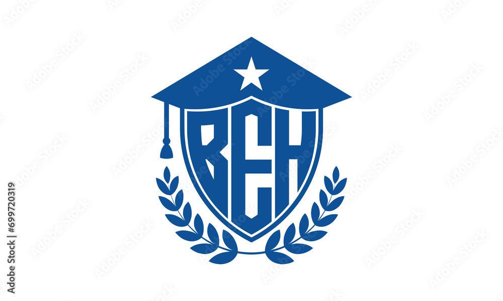 BEH three letter iconic academic logo design vector template. monogram ...