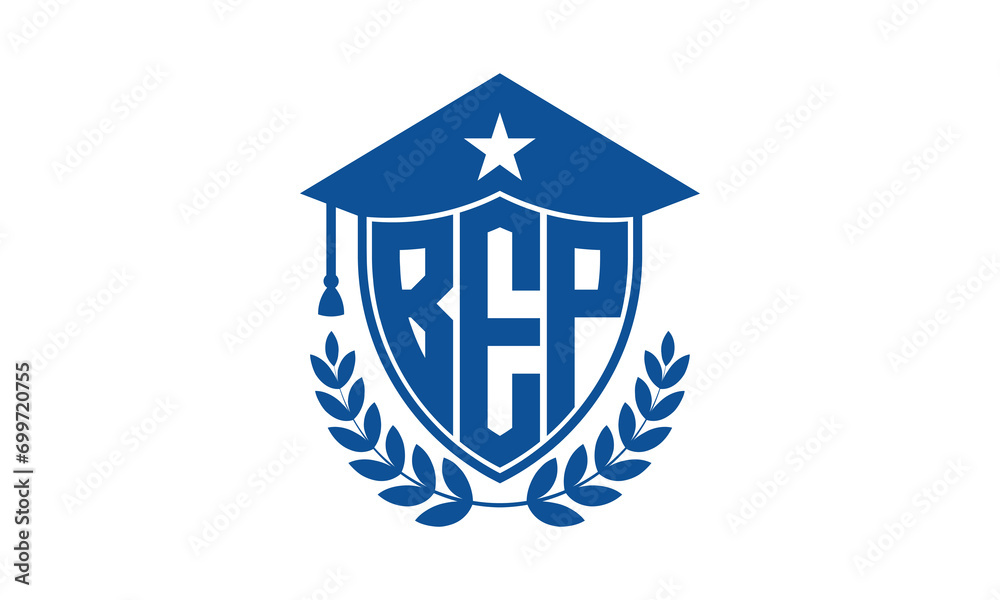 BEP three letter iconic academic logo design vector template. monogram ...