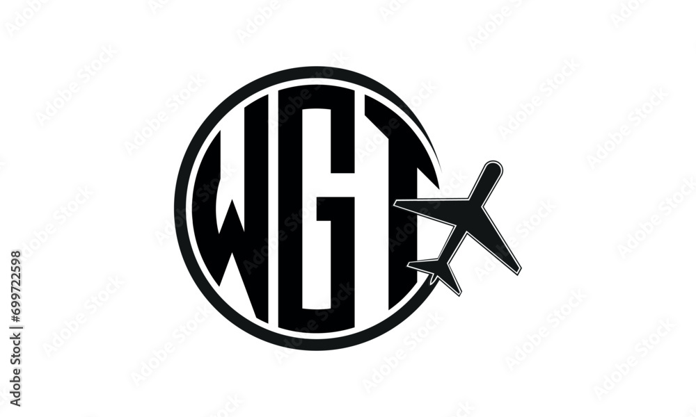 WGT three initial letter circle tour & travel agency logo design vector ...
