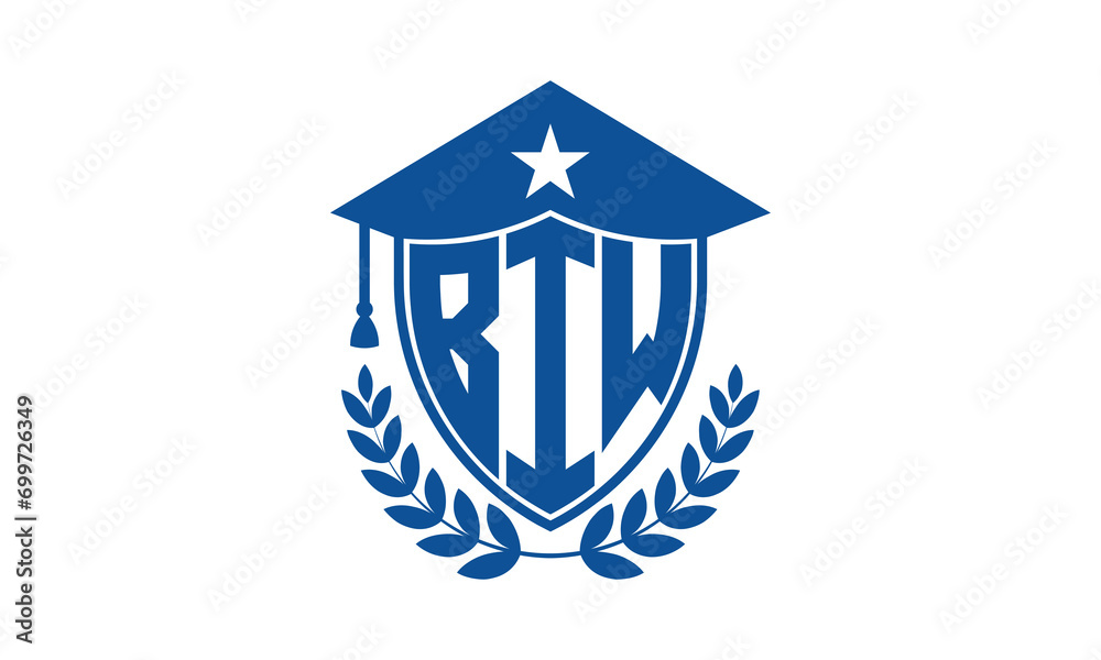 BIW three letter iconic academic logo design vector template. monogram ...