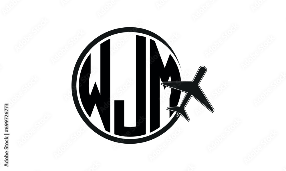 WJM three initial letter circle tour & travel agency logo design vector ...