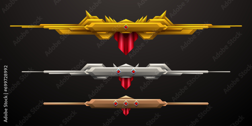 Game Level Ranking GUI Bars with Gold, Silver and Bronze Elements for ...
