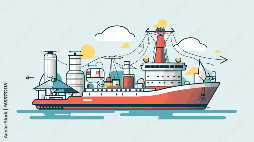 maritime transportation with a vector scene featuring electric and ...