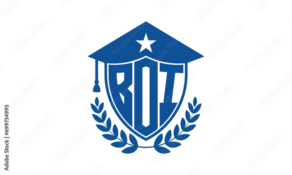 BOI three letter iconic academic logo design vector template. monogram ...