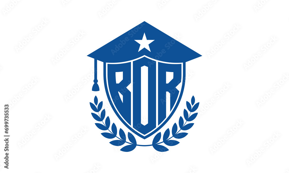 BOR three letter iconic academic logo design vector template. monogram ...