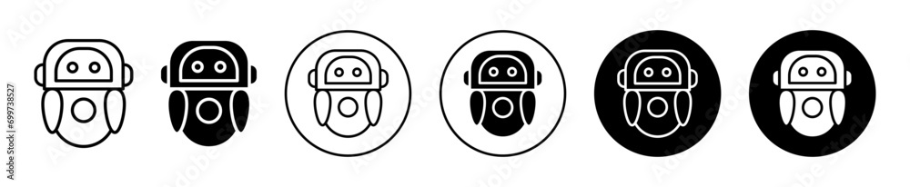 Intelligent tactical bot robot face head simple icon symbol. cyborg owl ...