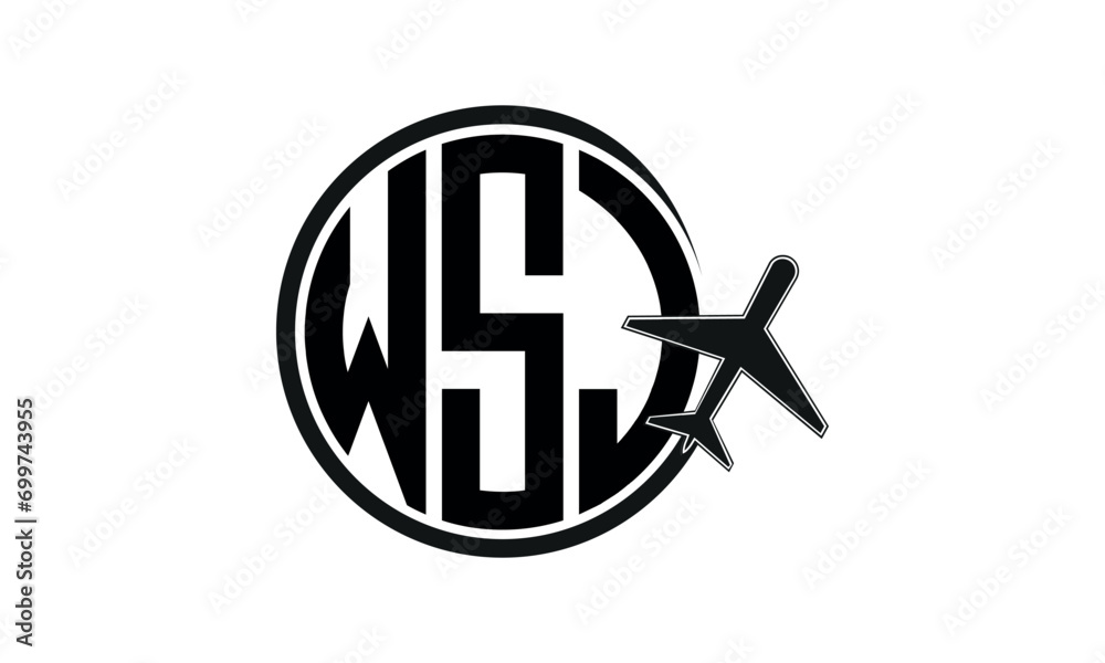 WSJ three initial letter circle tour & travel agency logo design vector ...