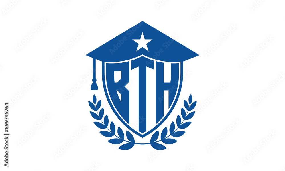 BTH three letter iconic academic logo design vector template. monogram ...
