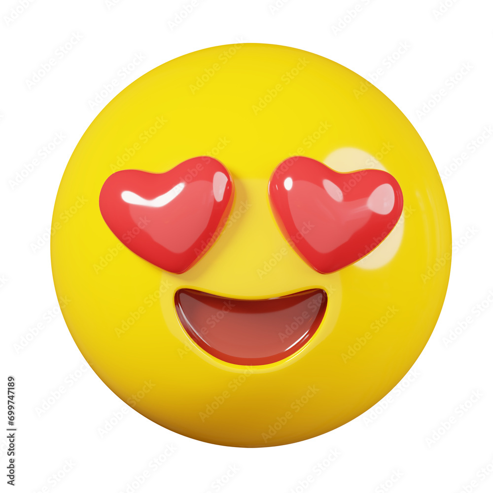 Smiling Face with Red Heart-Eyes, Love Emoticon isolated. Emoji icon ...