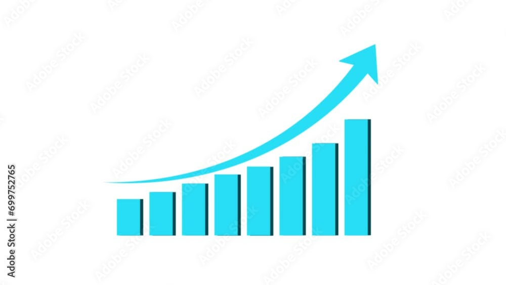 Vidéo Stock Rising up arrow on chart graph animated icon on white ...