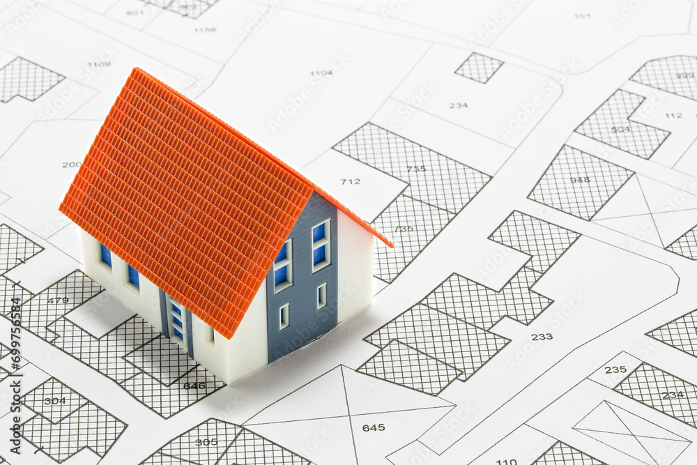 Cadastral map with buildings, building plot and free land parcel Stock ...