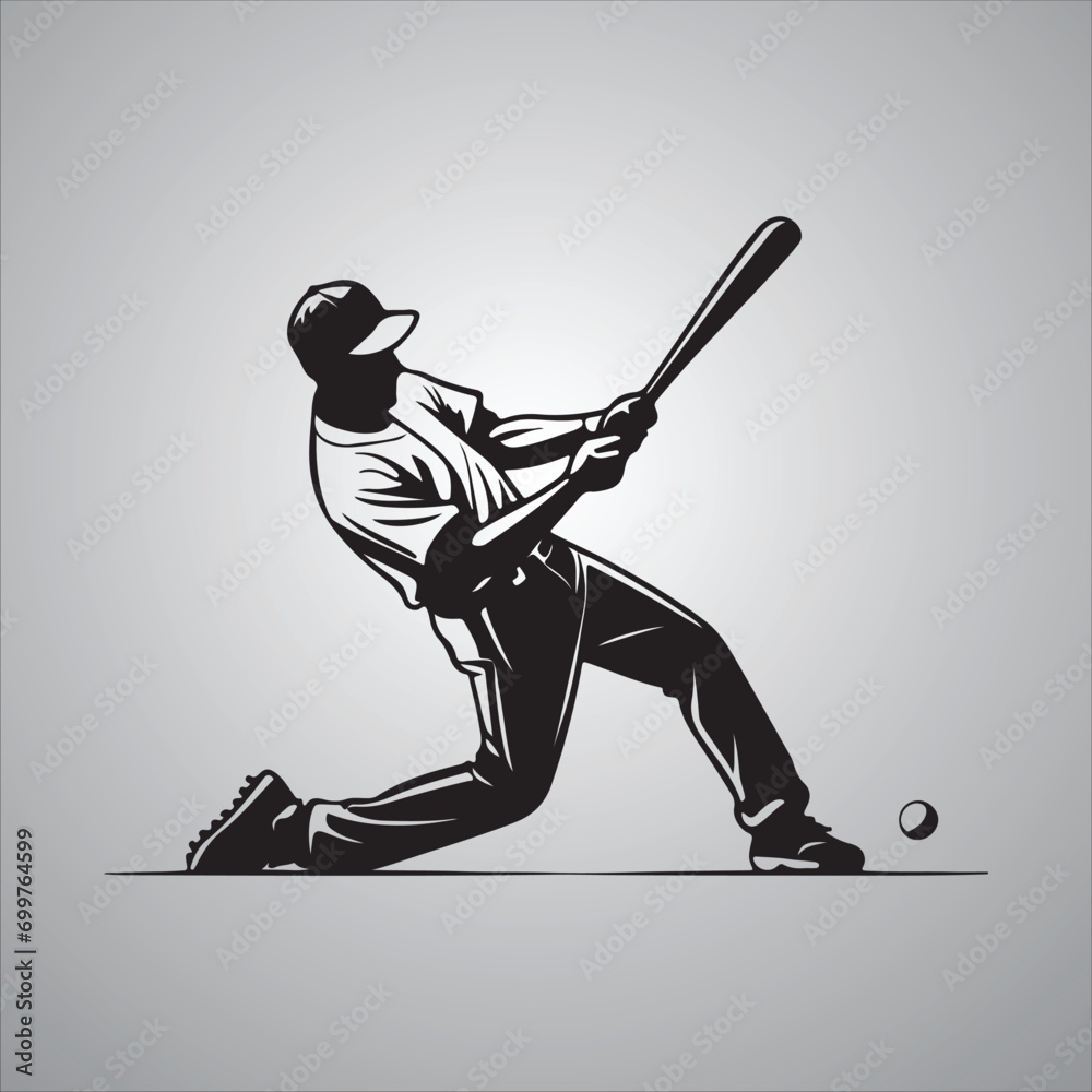 Baseball player black icon logo on white background. Baseball player ...