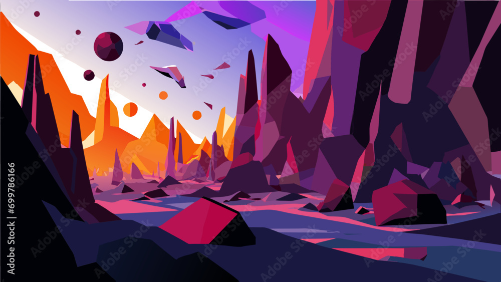 Surreal floating rocks vektor icon illustation Stock Vector | Adobe Stock