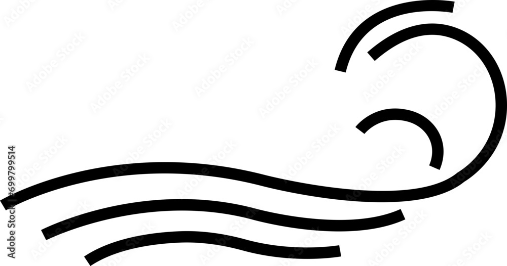 Sea wave icon. Water logo, line ocean symbol in vector trendy flat ...