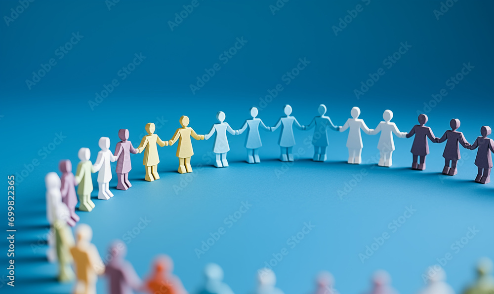 Inclusive and diverse cutout people paper chain team representing ...