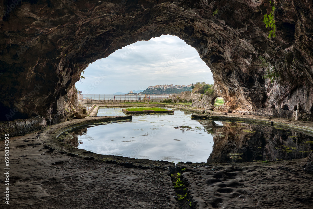 Sperlonga, Latina, Italy - 2023, September 16: .The pool inside the ...