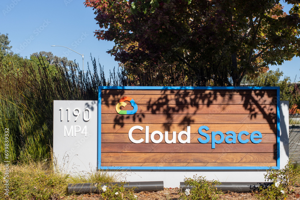 Sunnyvale, CA, USA - Nov 24, 2023: Google Cloud Space sign is seen at ...