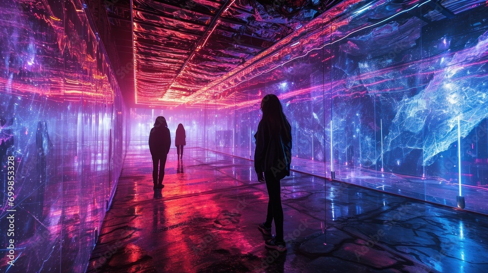 An immersive digital art exhibition with large-scale projections ...