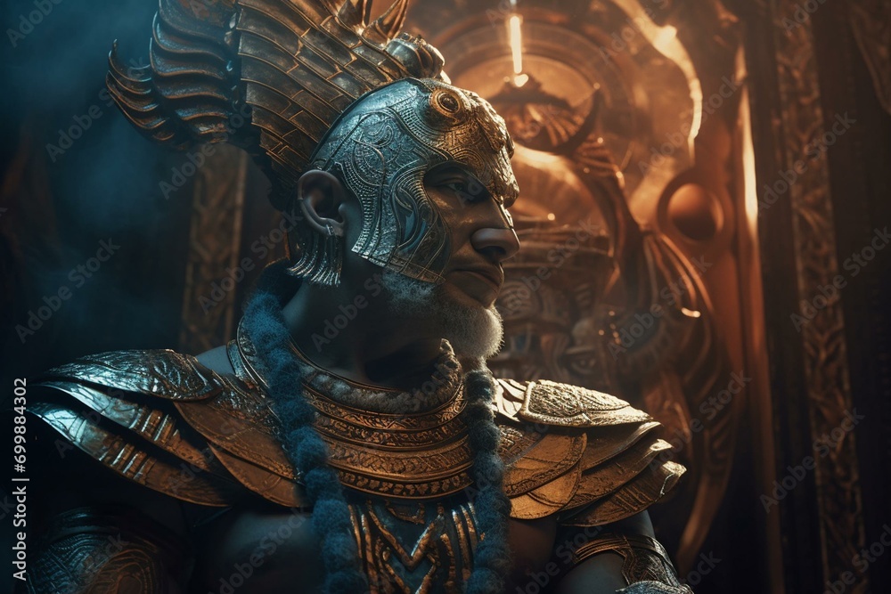 Art Nouveau style poster of Aton, Egyptian god of war. Generative AI ...