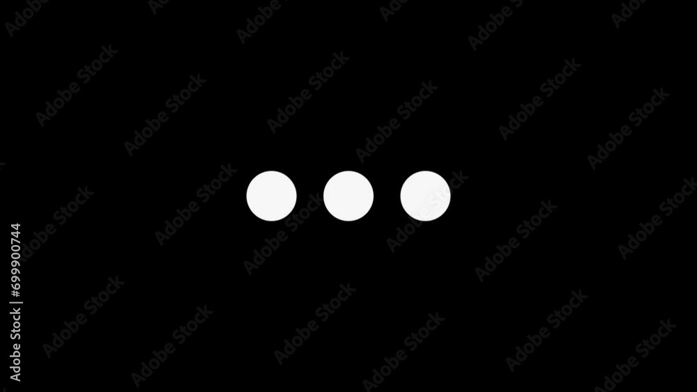 Three dots jumping slightly. Waiting to load, typing or thinking dots ... Three dots jumping slightly. Waiting to load, typing or thinking dots ...