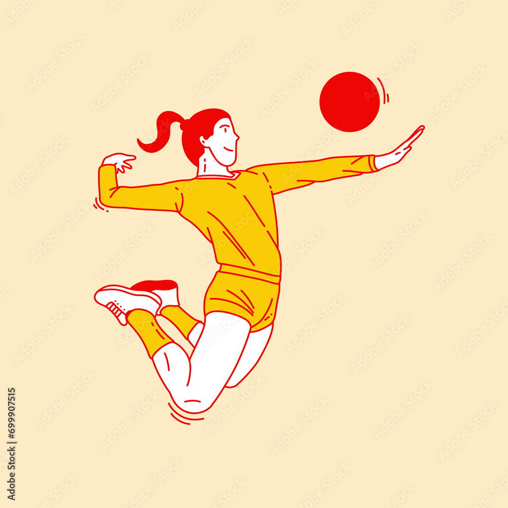 Simple cartoon illustration of women volleyball 2 Stock Vector | Adobe ...
