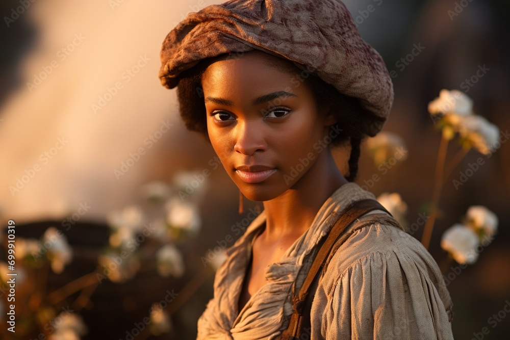 portrait of an African American woman slave on 19th century, black ...