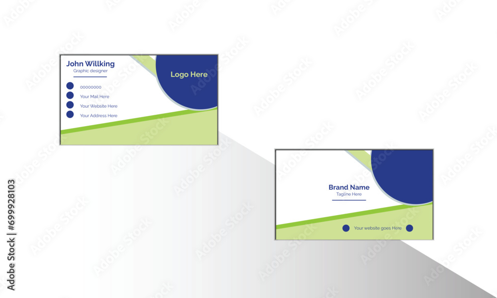 Corporate, business card, with minimal, color, name, card, vector, art ...