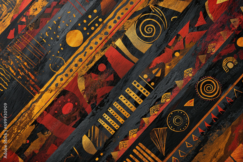 Image displays African tribal patterns in red, gold, and black, fitting ...