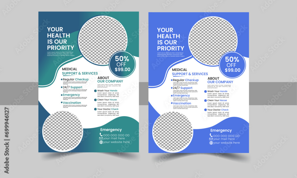 Vecteur Stock Corporate business flyer template design set. Medical ...