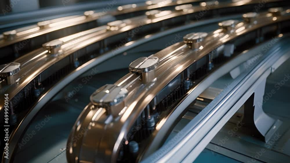 An overhead shot of the electromagnetic coils lining the underside of a ...