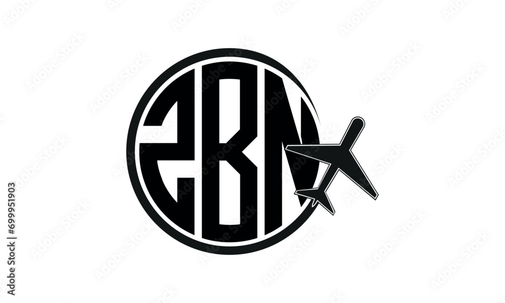 ZBN three initial letter circle tour & travel agency logo design vector ...