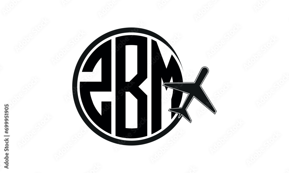 ZBM three initial letter circle tour & travel agency logo design vector ...