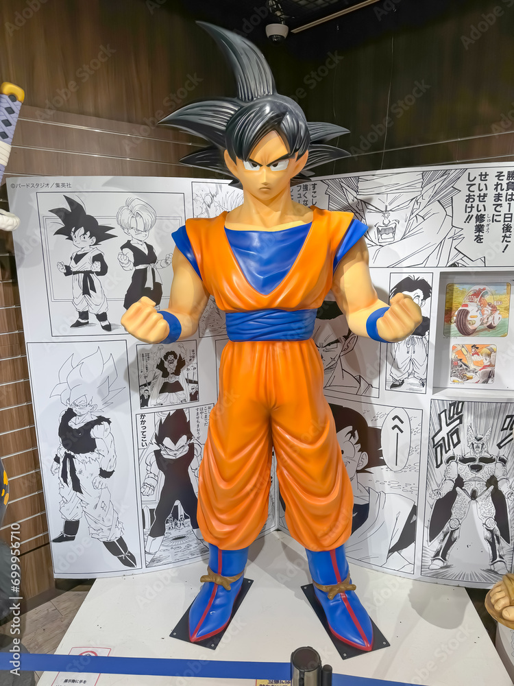Kita Ward, Osaka, Japan. Dec 24, 2023. A human size model Goku from ...
