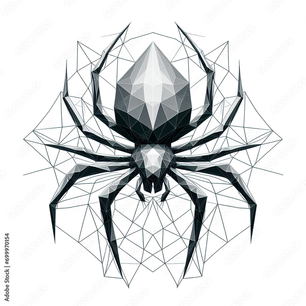 Presenting a low-poly triangular Spider in a vector illustration ...
