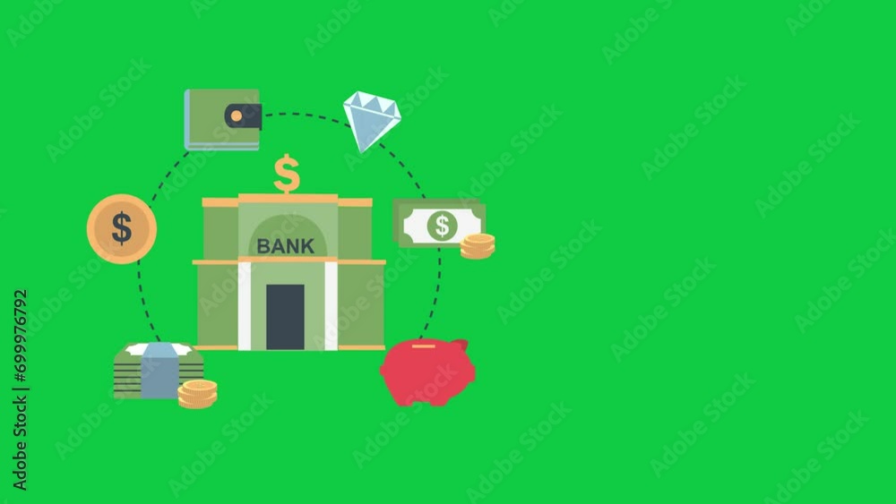 4K Animated Infographic Footage visualizing Bank Wire Transfer, Bank ...