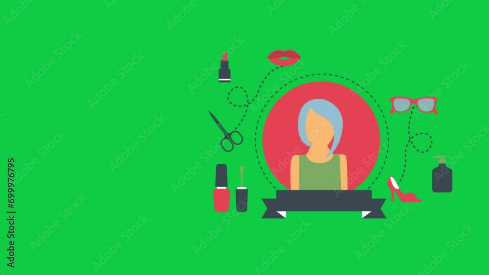 4K Animated Infographic Footage visualizing Beauty Sallon, Lipstick ...