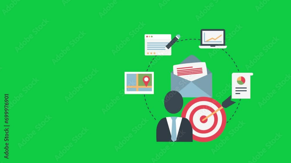 4K Animated Infographic Footage visualizing Email Marketing, Laptop ...