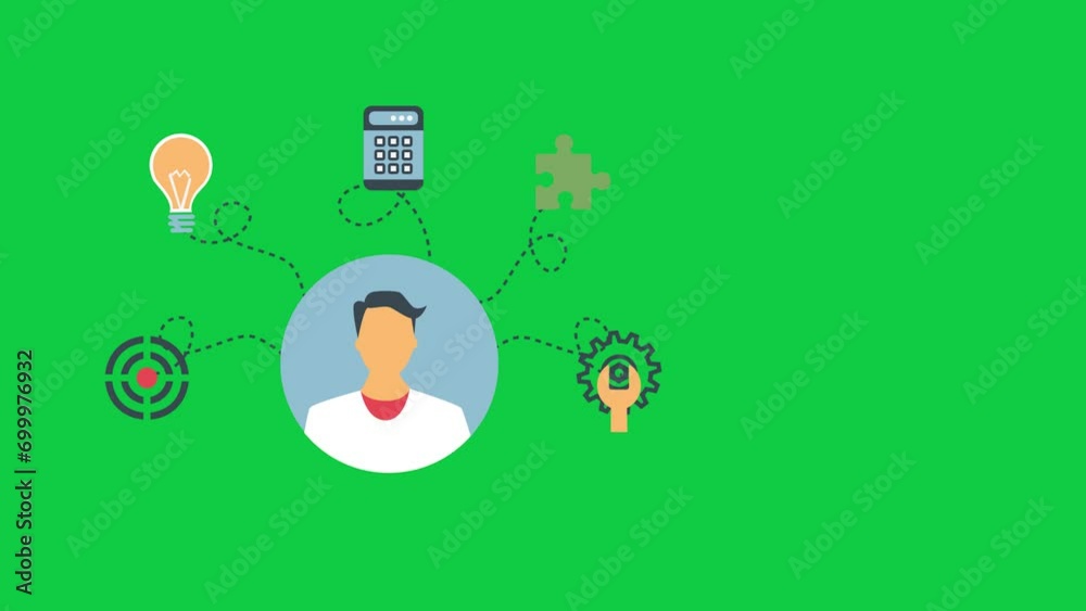 4K Animated Infographic Footage visualizing Learn to Think, Puzzle ...