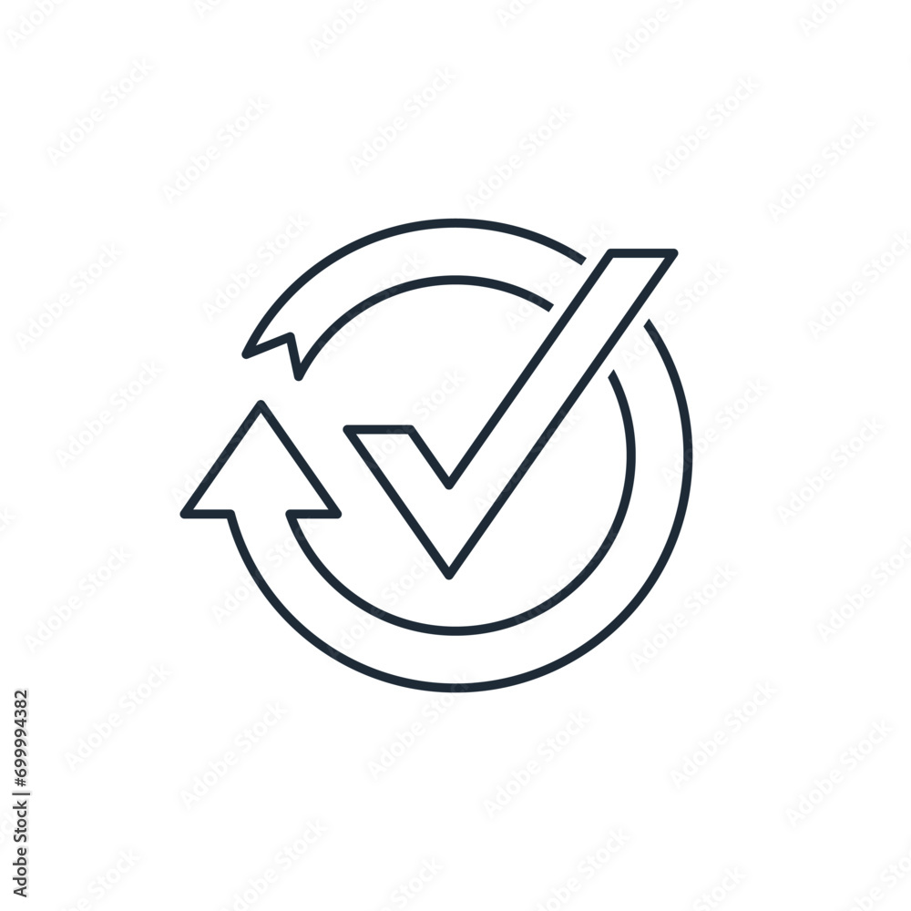 Execute action and check mark. Successful completion. Vector linear ...