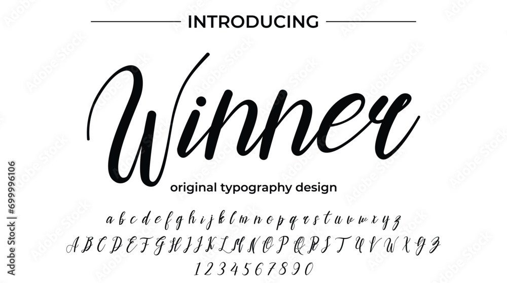 Winner. Handdrawn calligraphic vector font for hand drawn messages ...