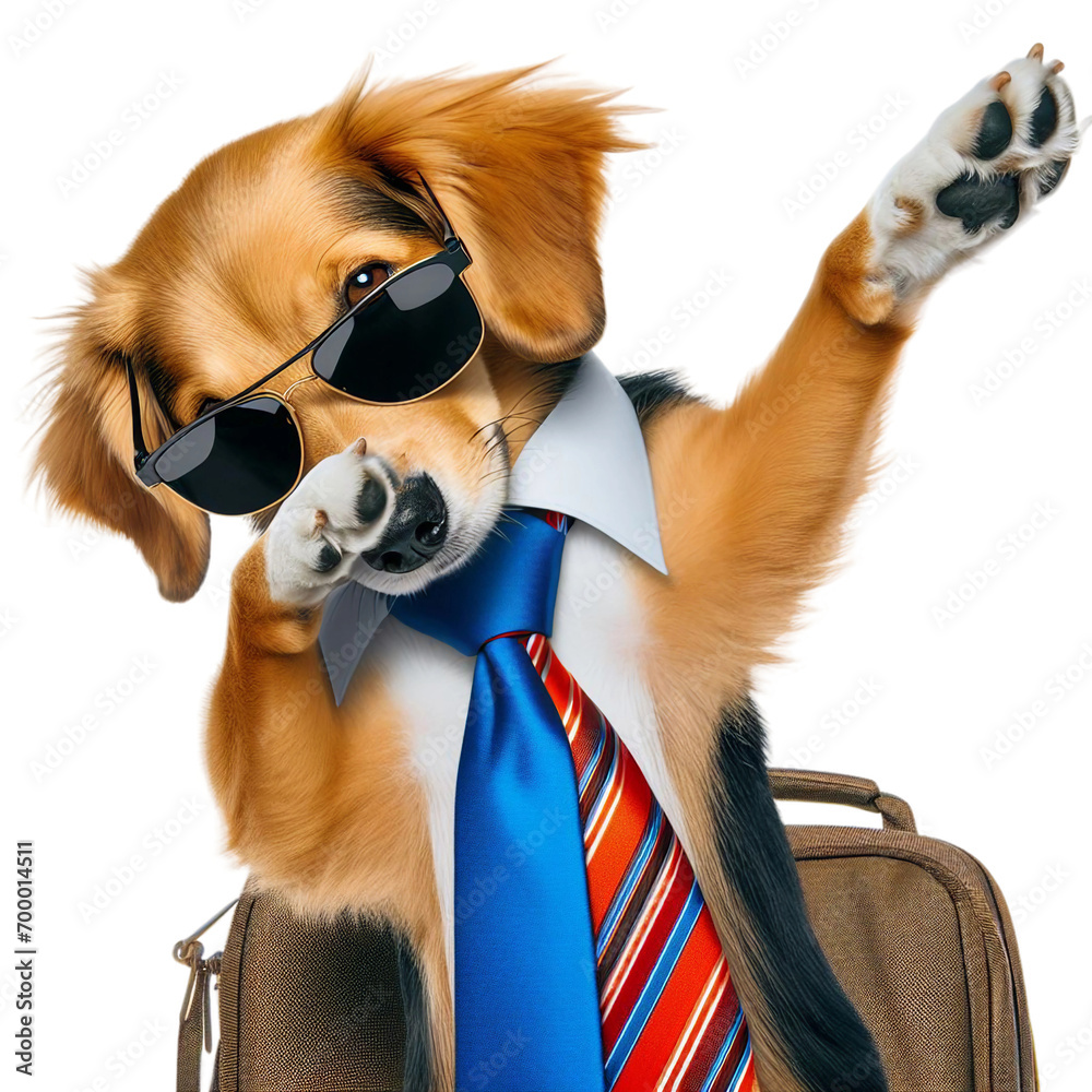 Detailed Realistic Dog Doing Dab and Wearing Tie, Glasses - Isolated on ...